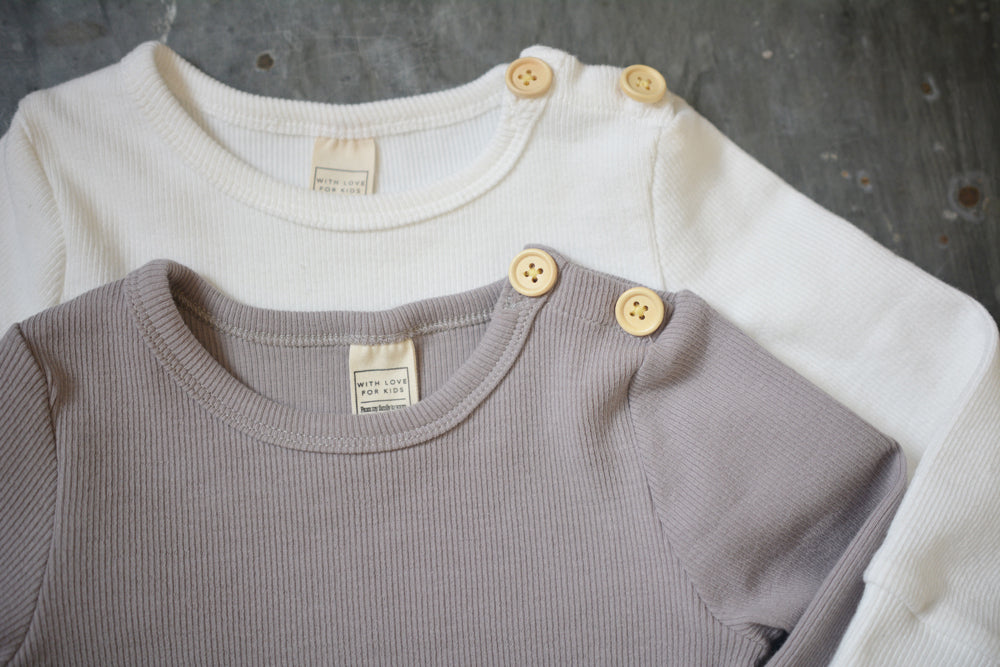 BASICS Ribbed Onesie/Top - DUSTY GREY – With Love For Kids