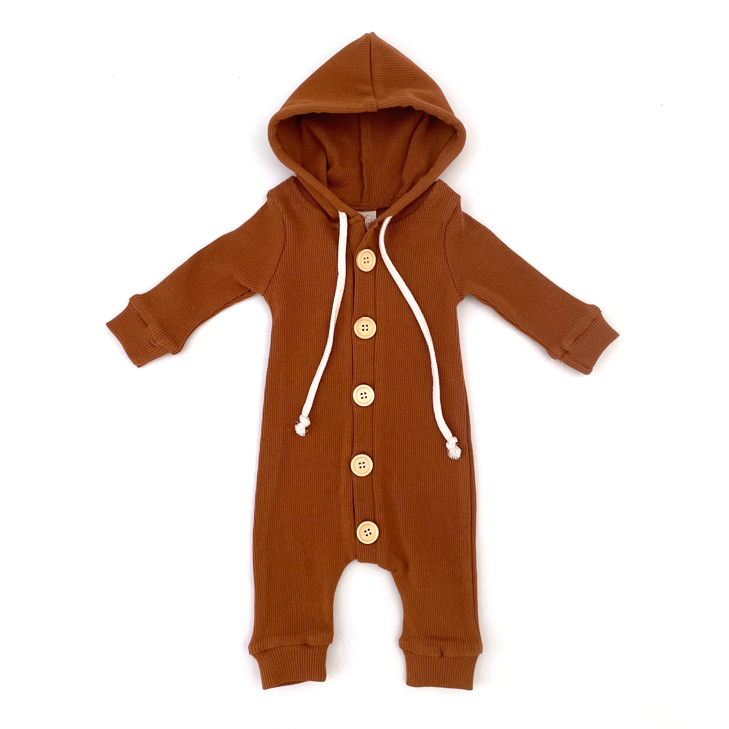 BASICS THICK Ribbed Hooded All In One - RUST – With Love For Kids