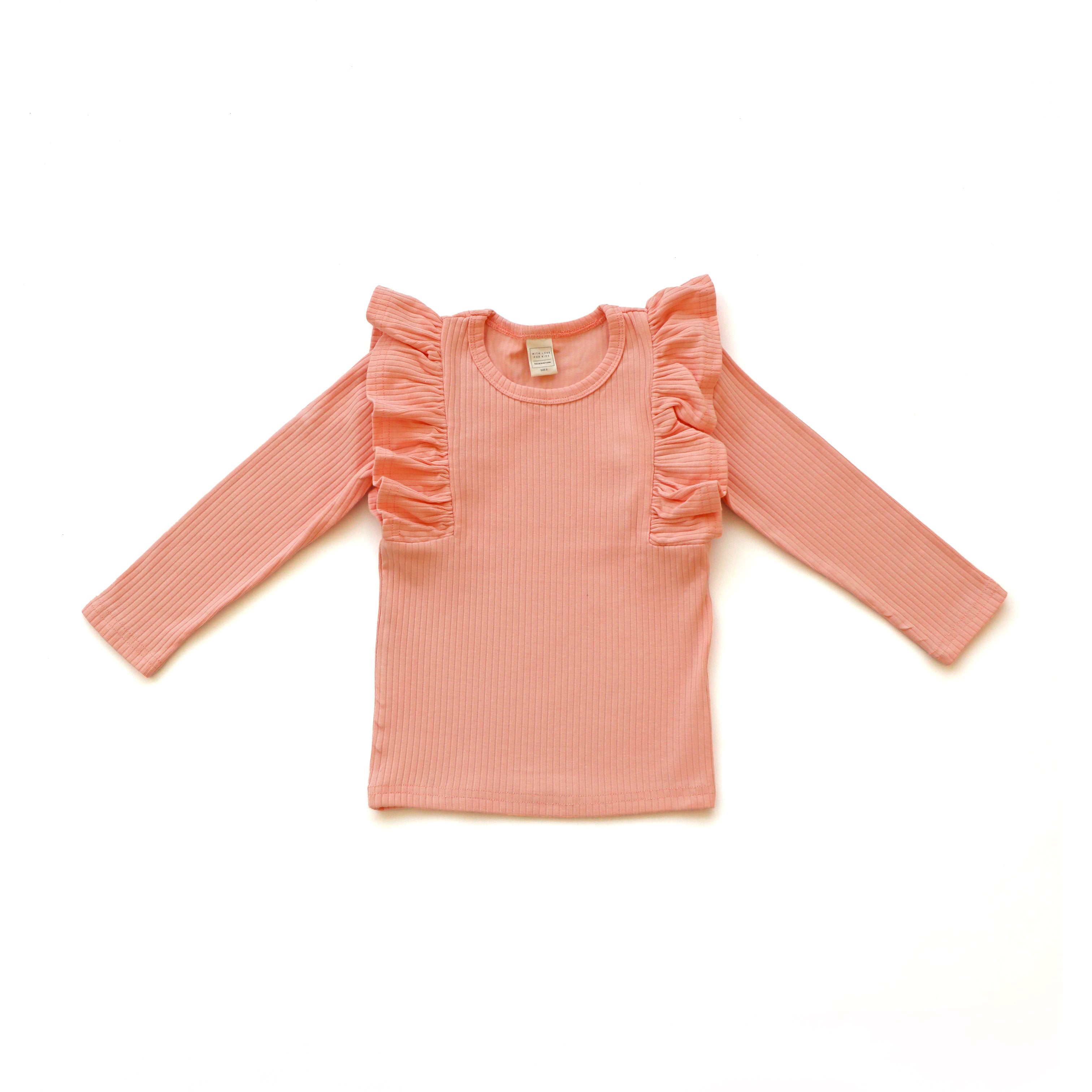 Shimmy Wide Ribbed Long Sleeve Onesie/Top - PEACH – With Love For Kids