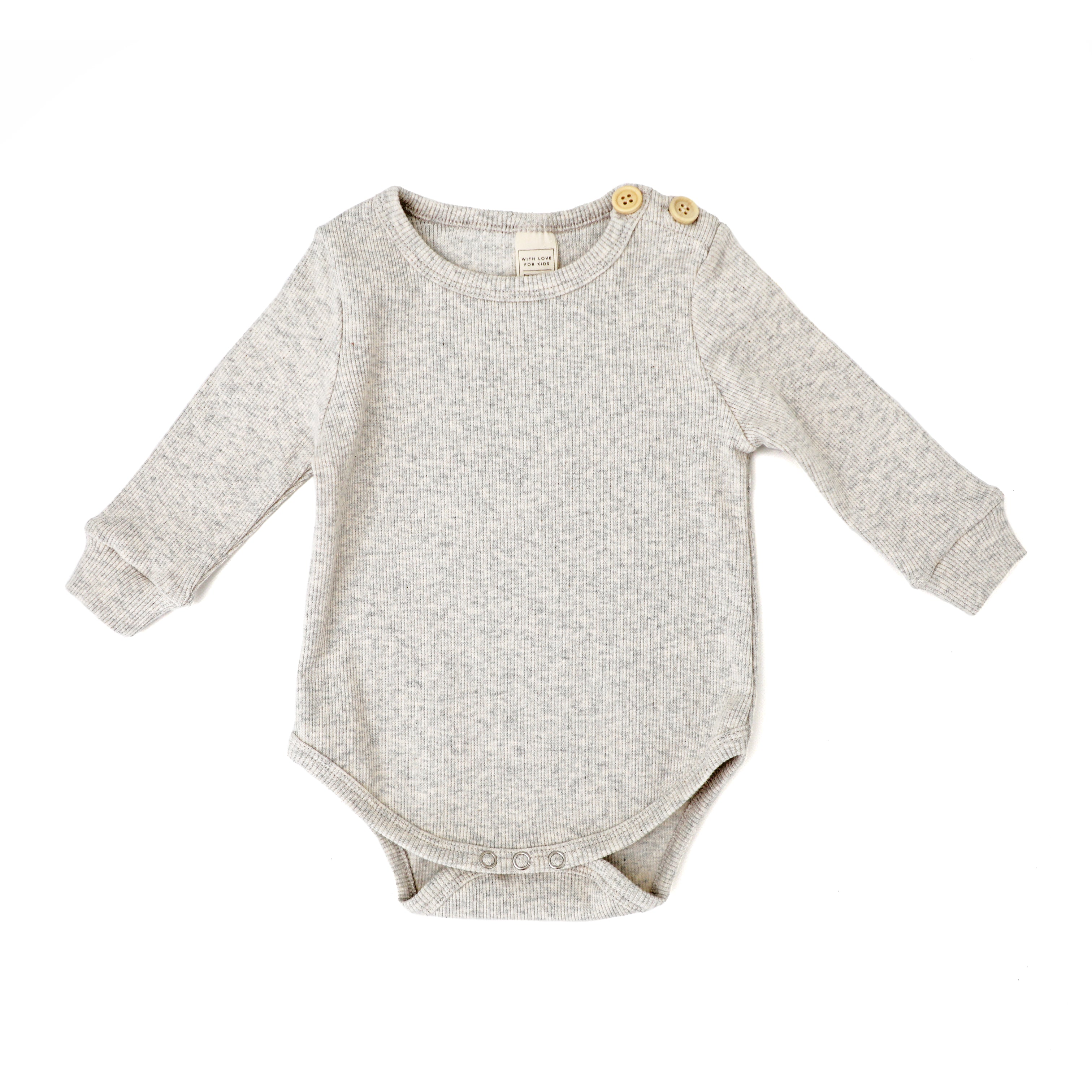 BASICS THICK Ribbed Long Sleeve Onesie/Top - CLOUD – With Love For Kids