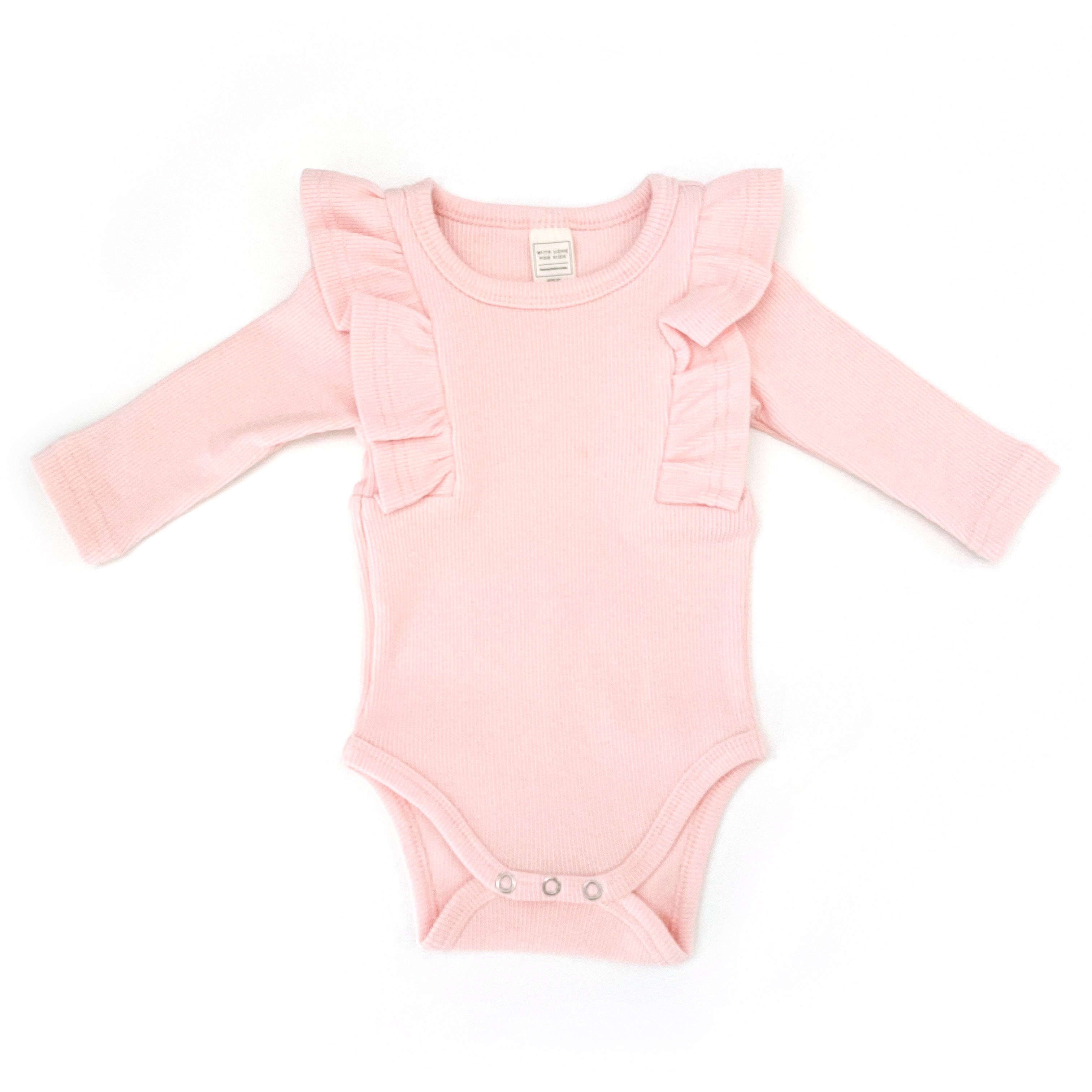 BASICS THICK Shimmy Ribbed Long Sleeve Onesie/Top - FAIRY FLOSS – With ...